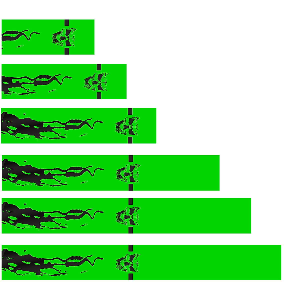 White Water Archery Green Fluorescent Neon Blood Trail Skull Arrow Wraps 15pc Pack Choose Length Width (4, 1.12)