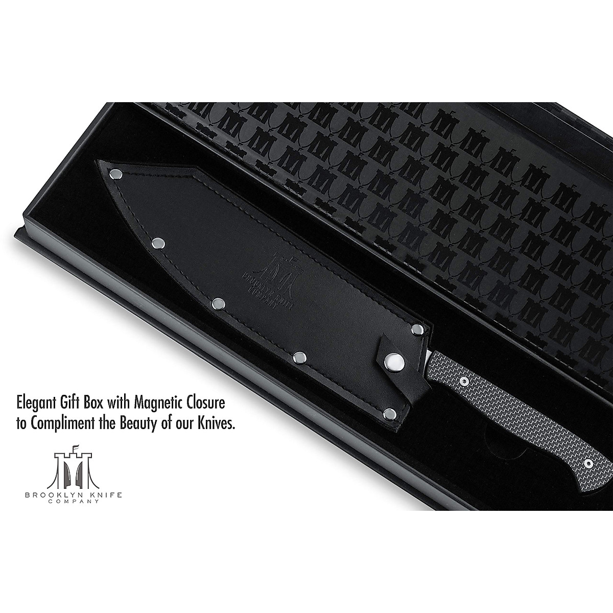 Brooklyn Knife Co. Chef Knife - Carbon Fiber Series - Japanese AUS-08 HC Super Steel - Sheath, 8-Inch