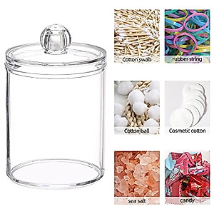 LoveBB 3 Pcs Qtip Holder with Tray, Plastic Bathroom Containers Dispenser Cotton Ball, Cotton Pads, Cotton Swabs, Floss Organizers Canisters with Lids