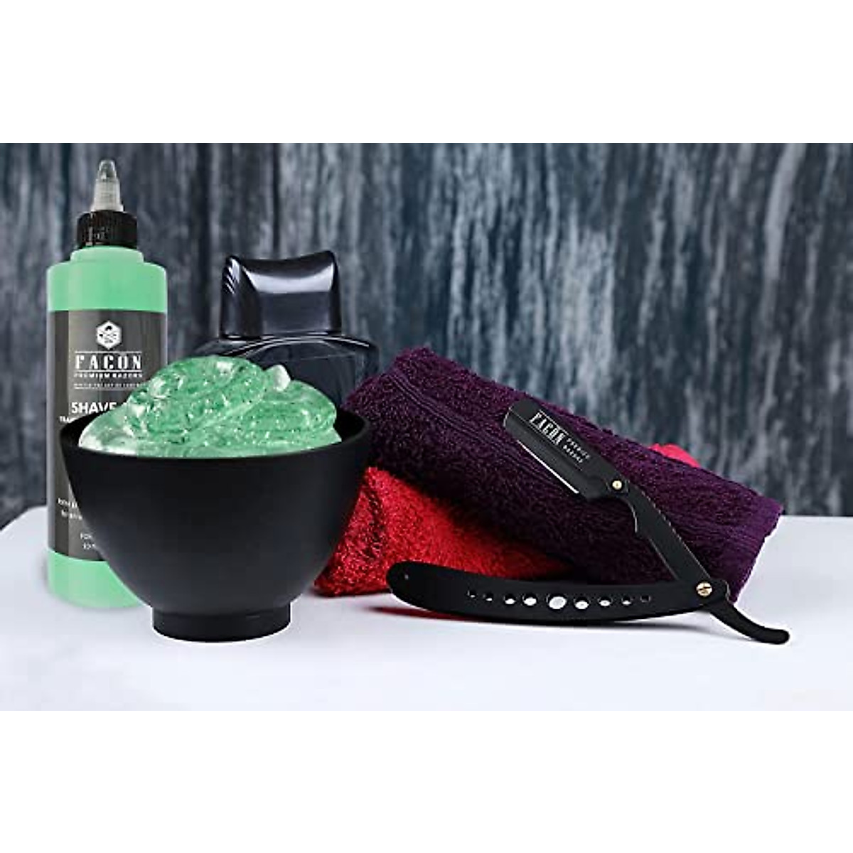 Facón Transparent Non-Foaming Clear Shave Gel with Skin Soothing Aloe Vera, Cooling Menthol Peppermint Oil, Bourbon Luxury Scent - Extra Glide for an Ultra-Clean Smooth Shave (10 fl oz / 296 ml)