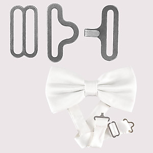 100 Sets Adjustable Bow Tie Hardware Clip Set, Metal Cravat Clip Hook Fastener for Necktie Strap