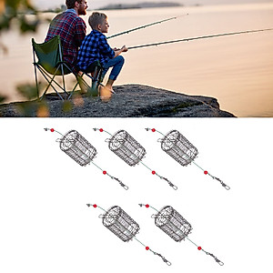 SPYMINNPOO Fishing Bait Cage, 5Pcs Fishing Bait Cages Lure Cage Stainless Steel Fishing Trap Basket Feeder Holder Vehiclemirror Other Fishing Tools and Accessories(M£©
