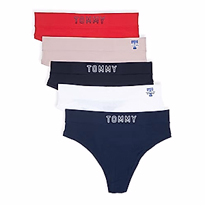 Tommy Hilfiger Women's Thong, 5-Pack, SC/BW/BLK/BB/TR