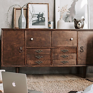 Xisakaca 4 Pack Cabinet Bail Pulls Handles, Drop Ring Pulls Antique Propitious Cloud 3.81" Overall Length for Dresser Drawer Closet Cupboard Box Case with Screws (Bronze, Holes Centre 64mm/2.5in)