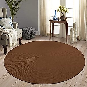 SUPERIOR Reversible Braided Indoor/Outdoor Area Rug, 4' Round, Cocoa