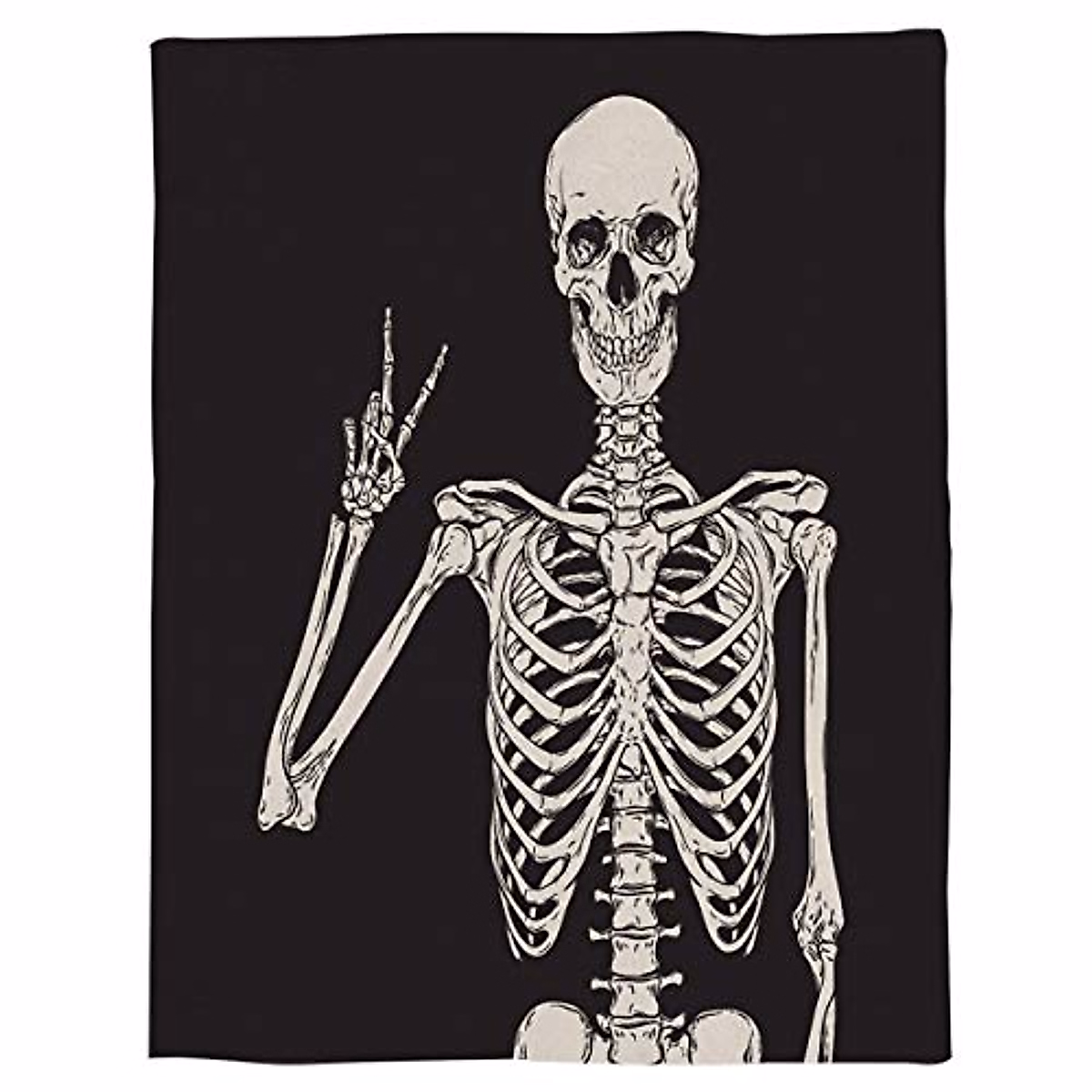 Flannel Fleece Blanket Funny Skull Skeleton Ultra Soft Lightweight Throw Blankets Creative Art Skull Halloween Victory Warm Cozy Bed Couch for Travel All Reason, 40x50