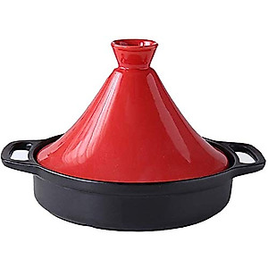 ZYF Casserole Dish 21Cm Tagine Pot for Cooking, Ceramic Tagine Pot, Tajine Cooking Pot Ceramic Pots for Cooking Stew Casserole Slow Cooker for Home Kitchen,Red