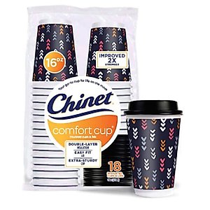 Chinet Comfort-Cup 108 Count Double-Wall Hot Cups & Lids, 16 Ounce