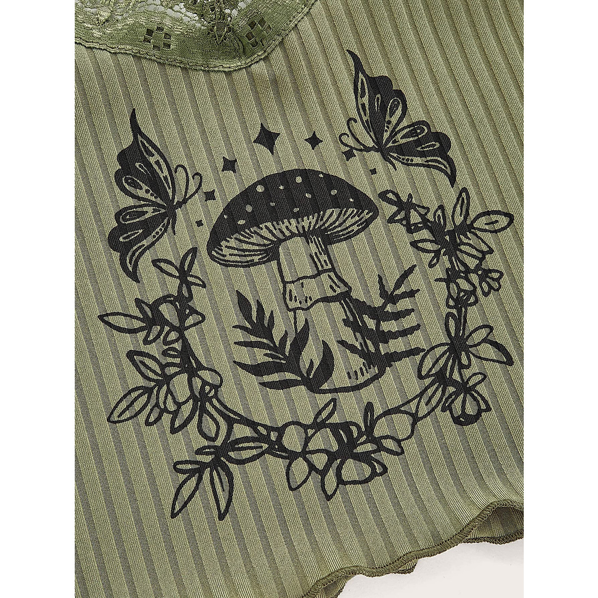 SOLY HUX Women's Y2k Gothic Lace Trim Cami Crop Top Sleeveless Sexy Tank Tops Camisole Clubwear Outfit Army Green M