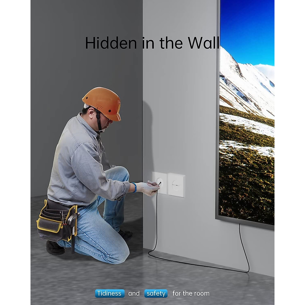 KIMTABO Fiber Optic HDMI Cable (HDMI 2.0, 18Gbps), HDMI to HDMI and Micro HDMI to HDMI Long Cable in Wall 50 ft, Ultra High Speed 4K 60Hz 444, HD,HDR10,ARC,3D,Slim for Laptop, Camera,PS4,Projector,TV