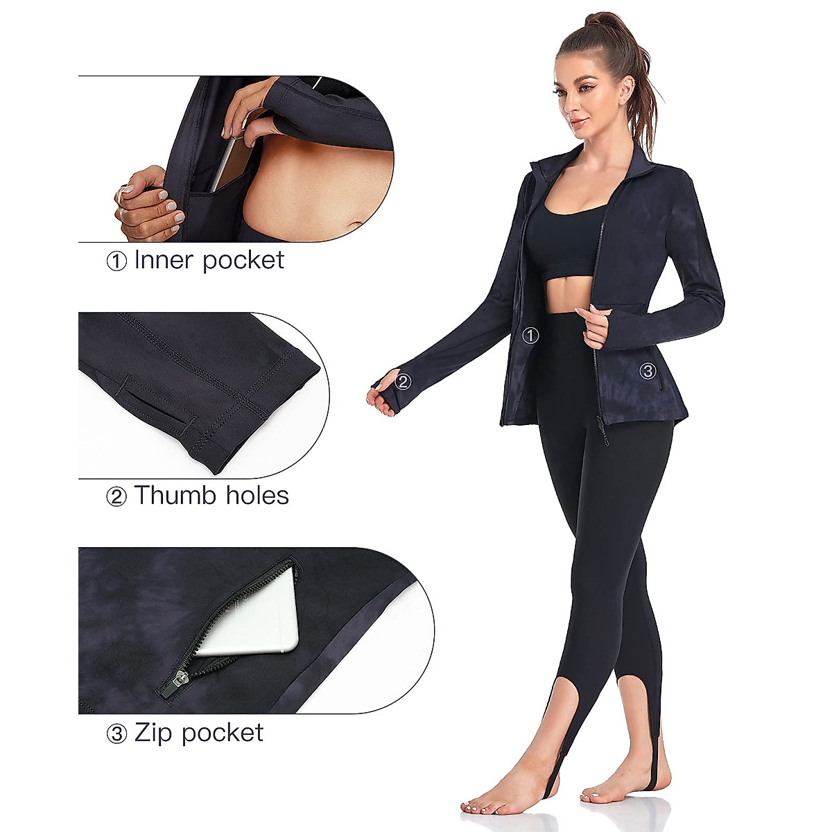 VUTRU Women's Workout Yoga Jacket Full Zip Running Track Jacket