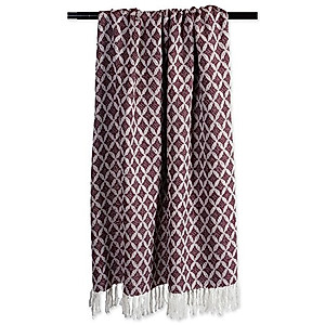 DII Modern Moroccan Lattice Woven Throw, 50 x 60, BlackBerry