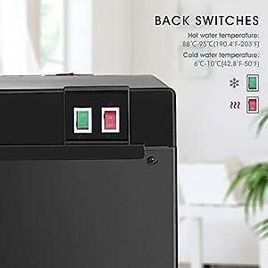 Bottom Loading Water Dispenser 5 Gallon,Hot Cold and Room Water Cooler with 3 Temperature Spouts, Empty Bottle Indicator Child Safety Lock Stainless Steel Black Home and Office Use