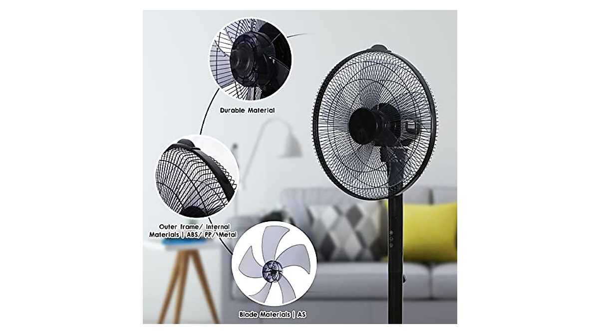 HealSmart 15" Adjustable Pedestal Fan - 12 Speed Settings