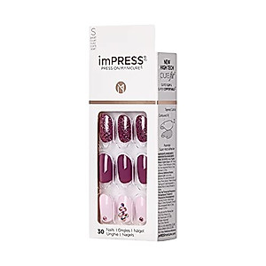 KISS imPRESS Press-On Manicure, Nail Kit, PureFit Technology, Short Press-On Nails, Reset', Includes Prep Pad, Mini Nail File, Cuticle Stick, and 30 Fake Nails
