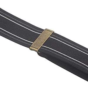 Timiot Mens Suspender 4 Swivel Strong Hooks Adjustable Braces Elastic Comfortable X Style Heavy Duty Strap (Black White Stripe)