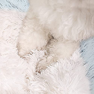 NOYAL Round Hooded Donut Dog Bed for Small & Medium Pets - Plush Fluffy Anti-Anxiety Cat Cave Bed with Cover