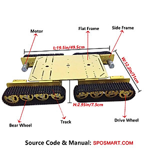 Professional T600 Robot Car Tank Chassis with High Torque DC Motor Kit, 4WD Crawler Platform Caterpillar Robotic Model Compatible with Arduino Raspberry Pi STEAM Microbit Python for Science Project