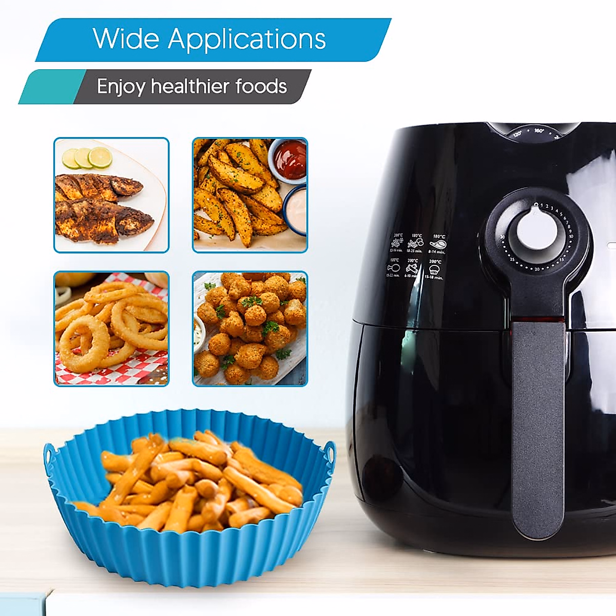 Best 2-Pack Silicone Air Fryer Liner 7.5 inch diameter Reusable Silicone Basket tray pan Heat Resistant Easy Cleaning Air fryers Silicone Pot Round for 3 to 5 Qt Airfryer Oven Accessories (Pink&Red)