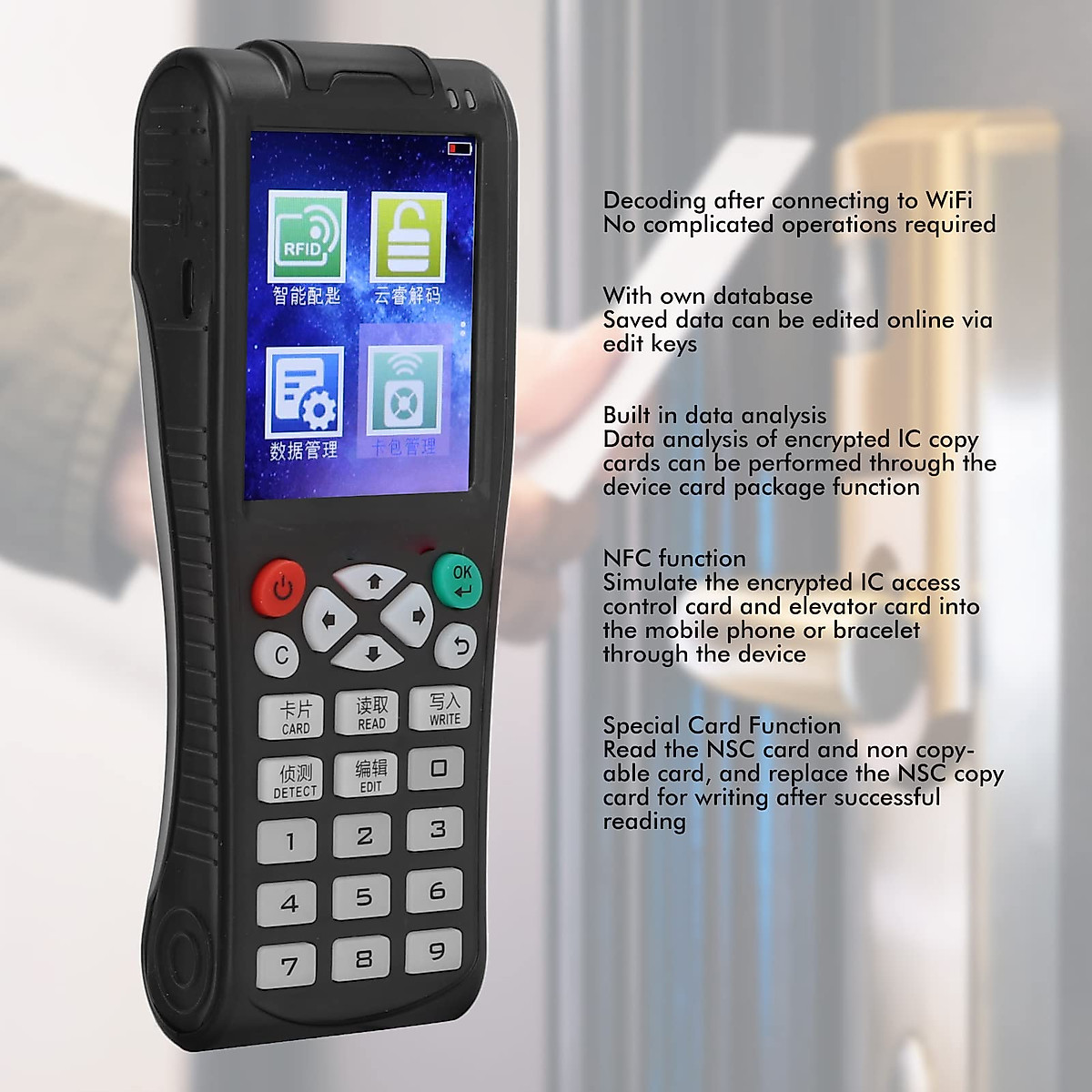 Card Copier USB Interface Smart Card Writer Duplicator ID IC HID UID Decoder, NFC Card Reader, Key Fob Cards Programmer for Access Control System