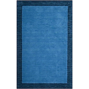 SAFAVIEH Himalaya Collection Area Rug - 8' x 10', Light Blue & Dark Blue, Handmade Wool, Ideal for High Traffic Areas in Living Room, Bedroom (HIM580A)