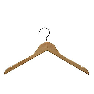 Proman Products Kascade Wooden Hanger with Shoulder Notches, Natural, 50 Piece / Box