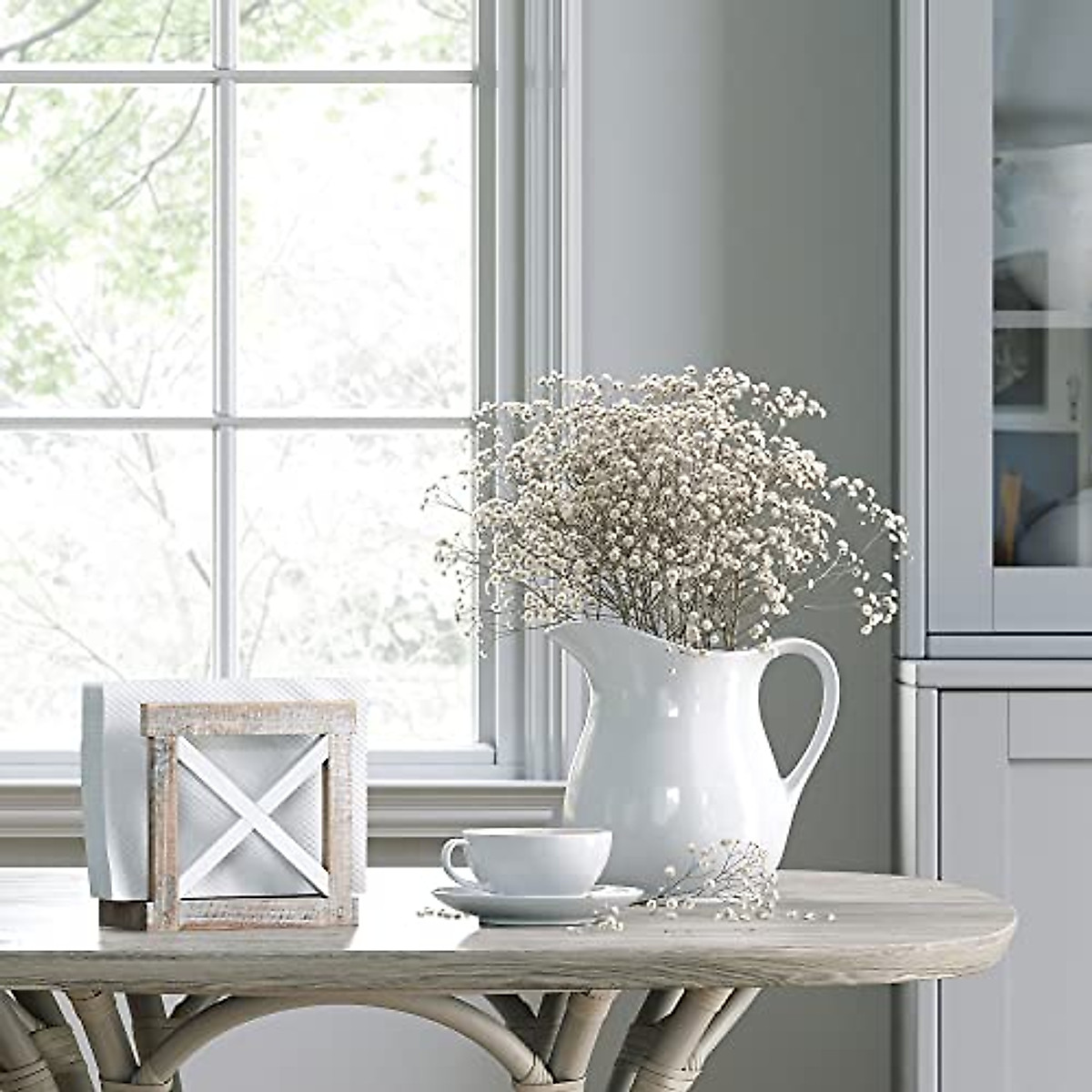 Barnyard Designs Farmhouse Napkin Holder for Table Napkin Holders for Kitchen, French Country Vintage Rustic Napkin Holder Wood, Distressed Wooden Napkin Holder Dispenser Napkins, Brown 5.5" x 5.5"