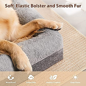 BFPETHOME Sofa Dog Beds for Large Dogs, Washable Large Dog Bed with Bolster, Orthopedic Large Dog Beds with Removable Covers & Waterproof Dog Bed for Pet
