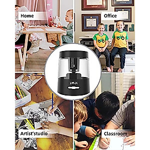 ZMOL Electric Pencil Sharpeners,Portable Small Battery Powered Pencil Sharpener Kids,Suitable for No.2/Colored Pencils(6-8mm),School/Classroom/Office/Home Black