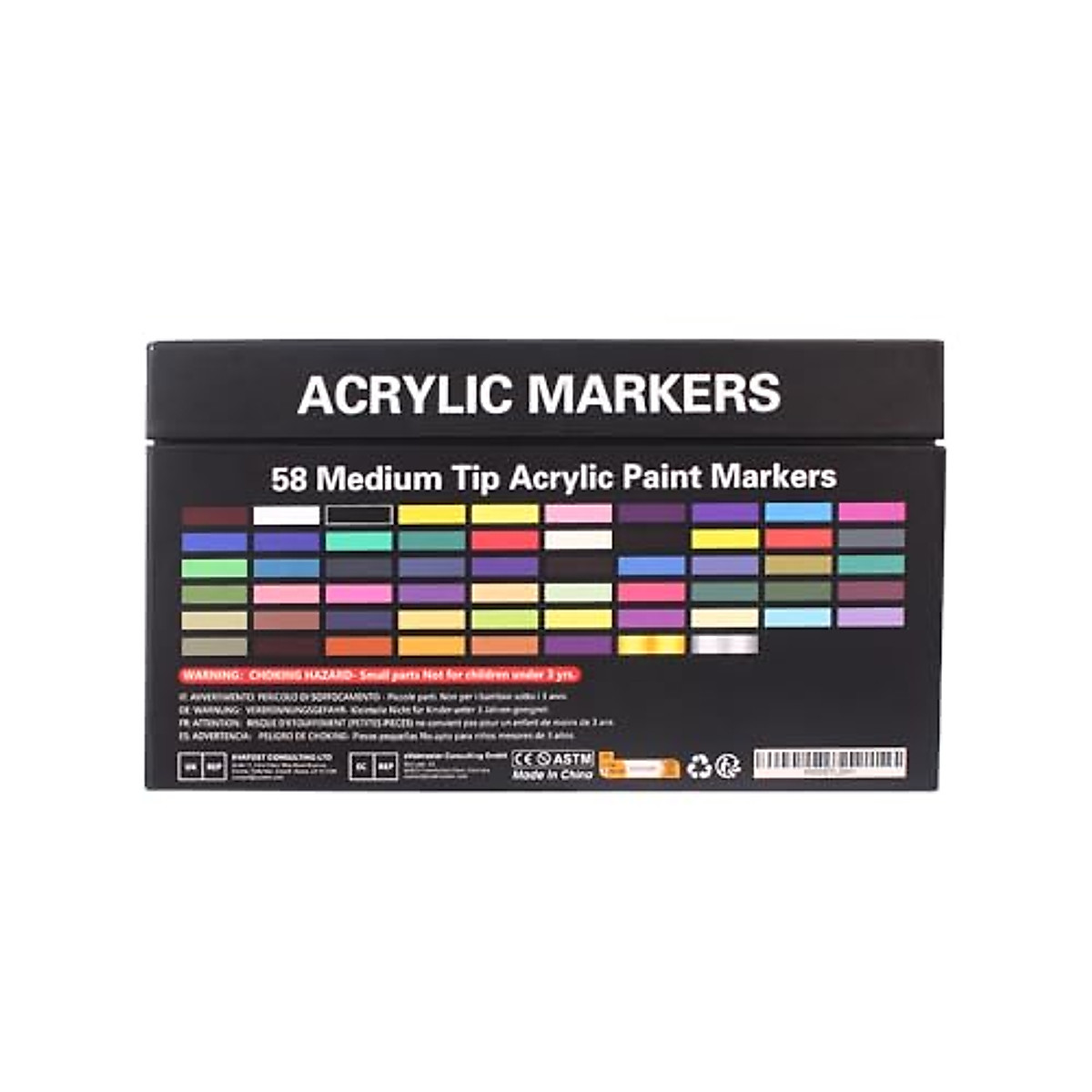 NICETY 58 Colors Acrylic Paint Pens Paint Markers, 3mm Medium Tip Point Acrylic Paint Pens for Rock Painting, Canvas, Wood, Ceramic, Glass, Stone, Fabric, DIY Crafts & Art Supplies