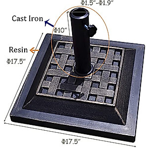 Giantex 30lbs Patio Market Umbrella Base, Heavy Duty Outdoor Stand, Cast Iron Tube Umbrella Holder for Garden Beach, Classic Square Umbrella Standing Deck Porch