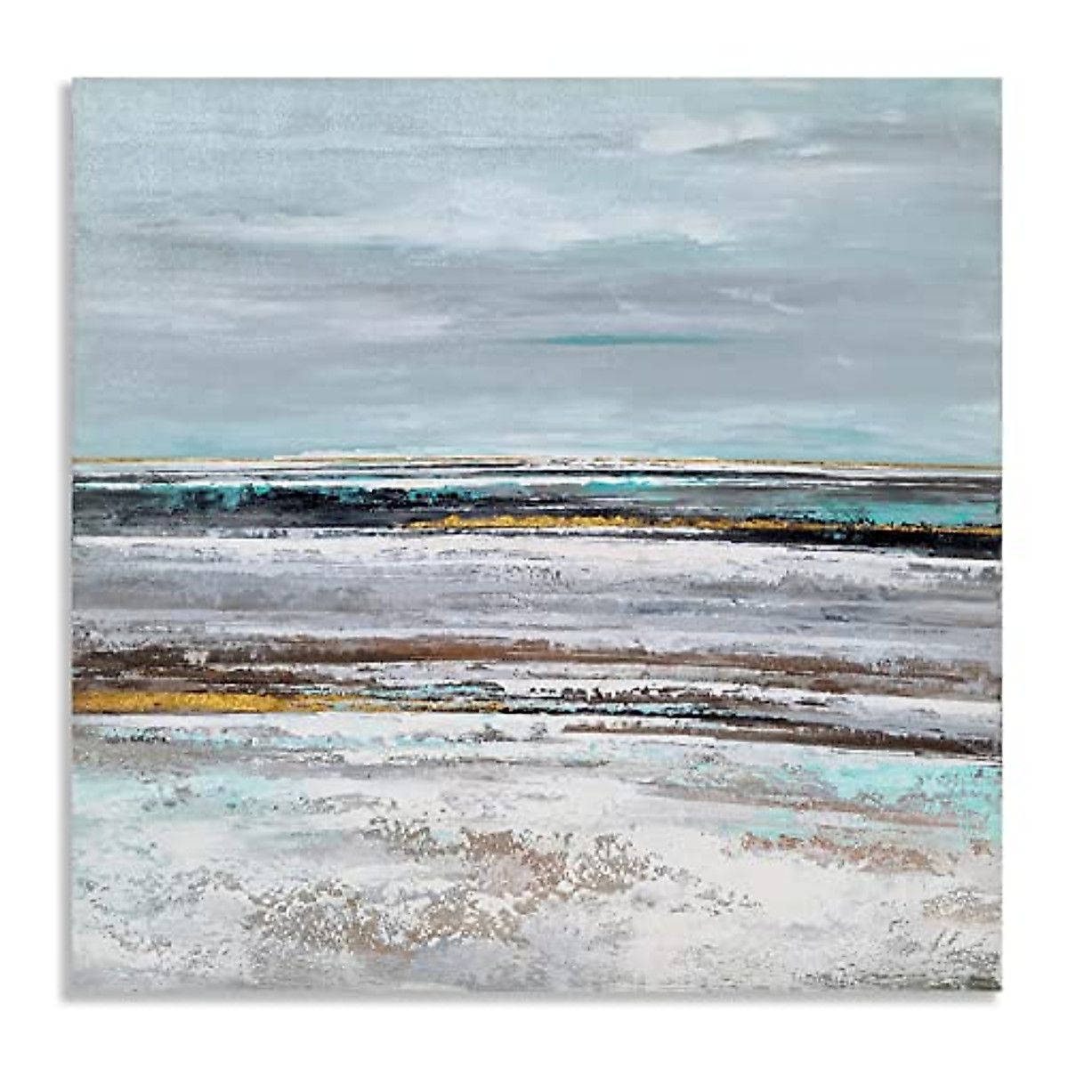 Yihui Arts Seascape Wall Art - Abstract Coastal Artwork Picture - Beach Oil Painting on Wrapped Canvas Art for Living Room Bedroom Office Decor