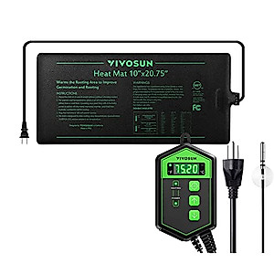 VIVOSUN 10"x20.75" Seedling Heat Mat and Digital Thermostat Combo Set MET Standard