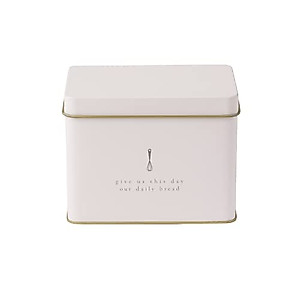 PPP Recipe Tin in Cream | Classic and Neutral | Includes 25 Blank Recipe Cards | Gold Metallic Interior | w/Whisk Design Printed | Made from Heavy Steel | Decorative Recipe Box Holder