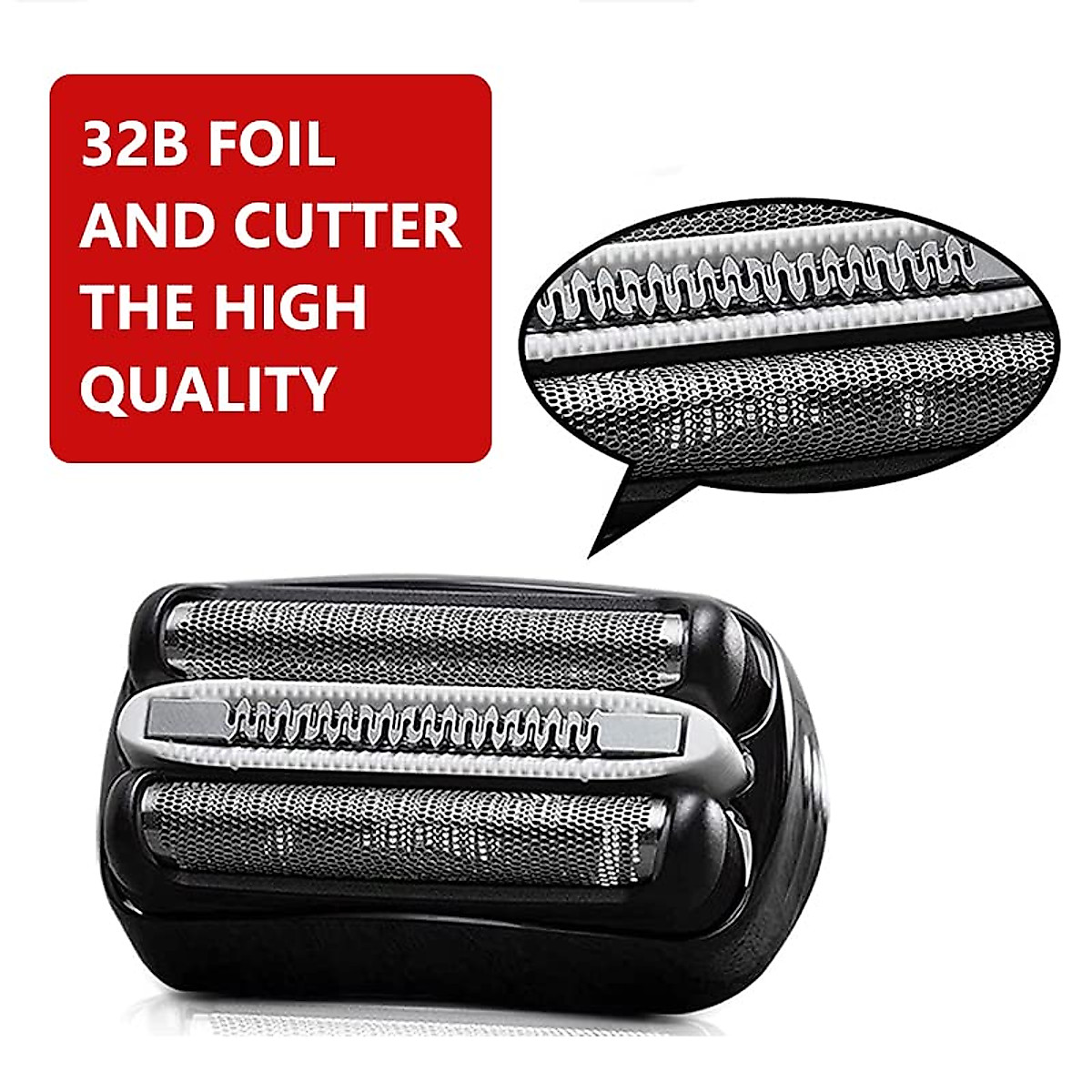 Series 3 32B Shaver Foil & Cutter Replacement Part for Braun Electric Razor, Compatible with Braun 320 330 340 350CC 370cc-4 390cc-4 3000s 3010s 3040s 3050cc 3070cc