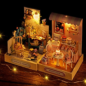 TuKIIE DIY Miniature Dollhouse Kit with Furniture, 1:24 Scale Creative Room Mini Wooden Doll House Plus Dust Proof for Kids Teens Adults(Sweet Talk)