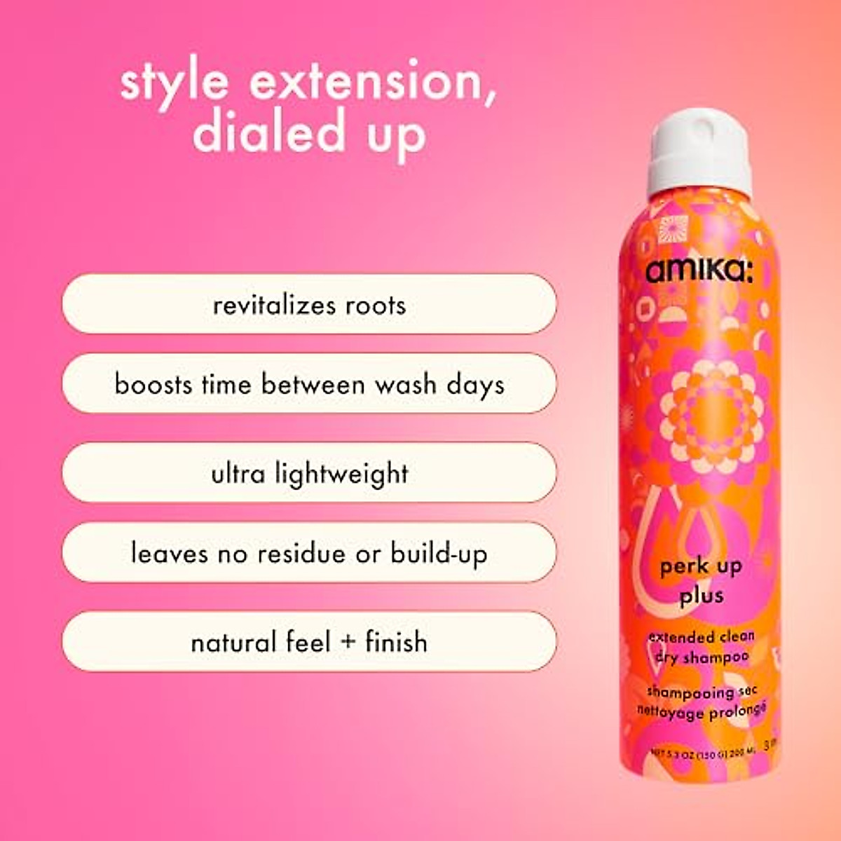 amika perk up plus extended clean dry shampoo, 1.8oz