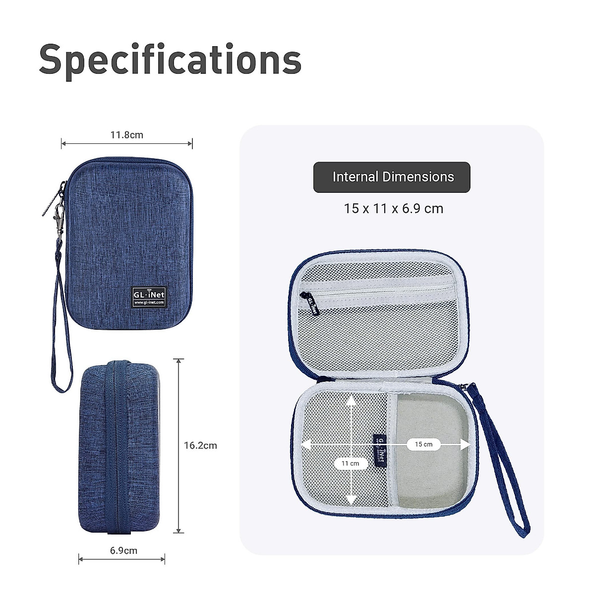 GL.iNet GL-A1300 (Slate Plus) Wireless VPN Encrypted Travel Router & Gadget Organizer Case (Blue)