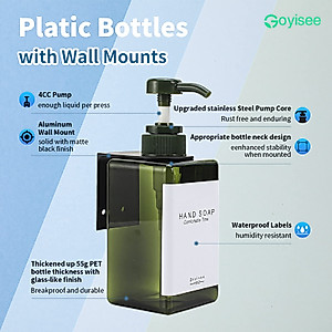GOYISEE Shampoo and Conditioner Dispenser for Shower Wall 3 Chamber - Drill Free Square Shower Soap Dispenser Wall Mount with Waterproof Labels (3 Bottles 3 Wall Mounts-Green)
