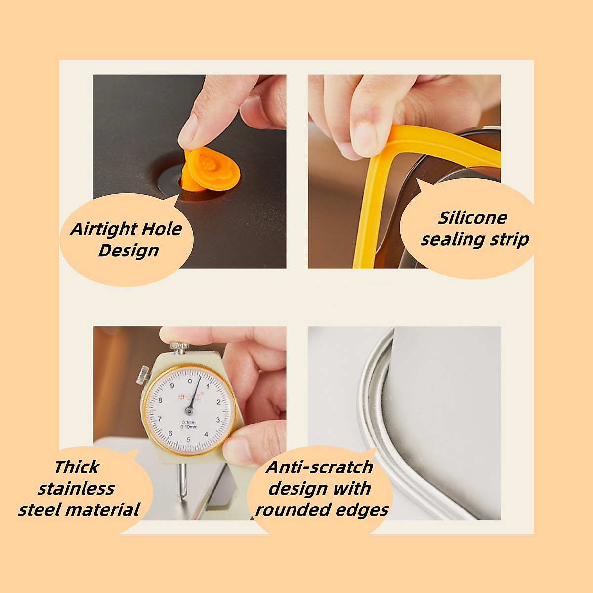 BEFOY Stainless Steel 101oz Big Food Storage Containers with Translucent Lid Food Lunch Box Containers Leak-proof Light Easy Set with Air Vent Snack Boxes (700/1700/3000)