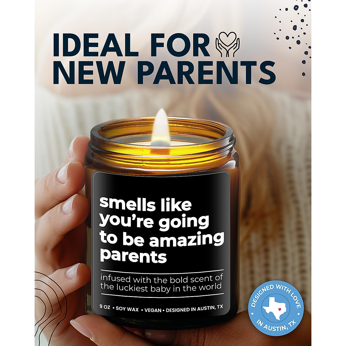 Amazing Parents Candle, Unique Gifts for New Parents for Mother's Day & Father's Day, New Parents Gifts for Couples, Gender Reveal Gifts for Parents to Be, Mom and Dad Gifts for New Parents