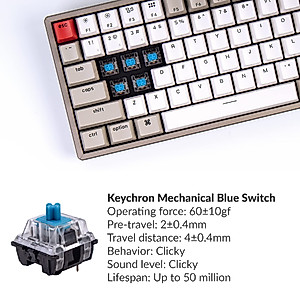 Keychron K2 75% Layout Bluetooth Wireless Mechanical Keyboard with Double-Shot Retro Keycaps/Type-C Wired/Keychron Mechanical Brown Switch/Aluminum Frame 84 Keys Computer Keyboard for Mac Windows