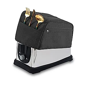 4 Slice Toaster Cover, Toaster Bags with Pockets, Bread Toaster Oven Dustproof Cover, Toaster Storage Bag, Appliance Covers For Kitchen Small Appliance, Fingerprint Protection, Gift for Women (M, Black)