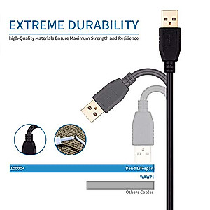 USB A to A Male Cable 30Ft,Tan QY USB to USB Cable USB Male to Male Cable Double End USB Cord with Gold-Plated Connector for Hard Drive Enclosures, Printers, Modems, Cameras(10M/30Ft)