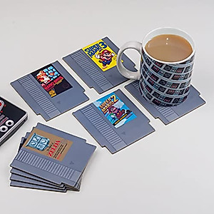 Paladone Nintendo NES Cartridge Retro Drink Coasters for Game Lovers - Super Mario Bros Accessories