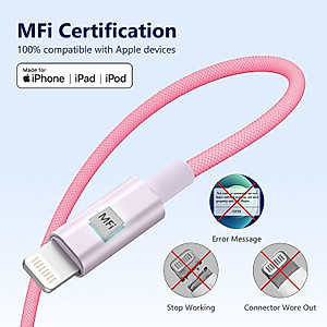 UMETRAVEL Lightning Cable MFi Certified iPhone Charger Cable Nylon Braided Charging Cord Lightning to USB A Cable for iPhone and More 3.3ft (Rainbow)