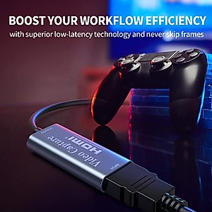Papeaso Video Capture Card, Video Recording Card Wonderful 4K HDMI to 1080P USB C for Gaming Streaming TV Recorder, for Windows Mac OS System with USB C Adapter to Adjust PS4, Switch, Xbox1