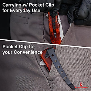 Armory Replicas Ash Woods Spring Assisted Pocket Knife - Durable Stainless Steel Blade, Wooden Handle, Liner Locking Mechanism