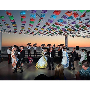 RICO RICO - Plastic Papel Picado 1 Pack, Ideal for a Mexican Fiesta, Cinco de Mayo, Mexican Themed Party and Fiesta Party Decorations,16 Feet Long - 10 Unique Designs.