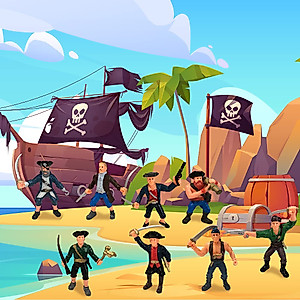 ArtCreativity Pirate Action Figure Playset, Set of 8 Legendary Plastic Figures in Assorted Poses, Cool Pirate Toy Set for Kids, Great Birthday Gift Idea for Boys and Girls